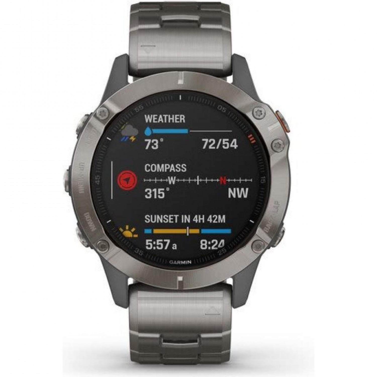 GARMIN FENIX 6 SAPPHIRE TITANIUM WITH VENTED TITANIUM BRACELET 10291. GARMIN